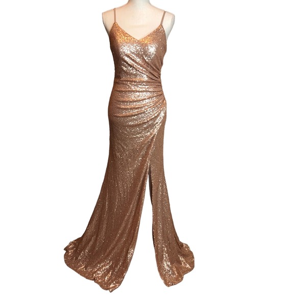 Revelry | Dresses | Reverly Size 4 Rory All Over Gold Shimmer Sequin ...